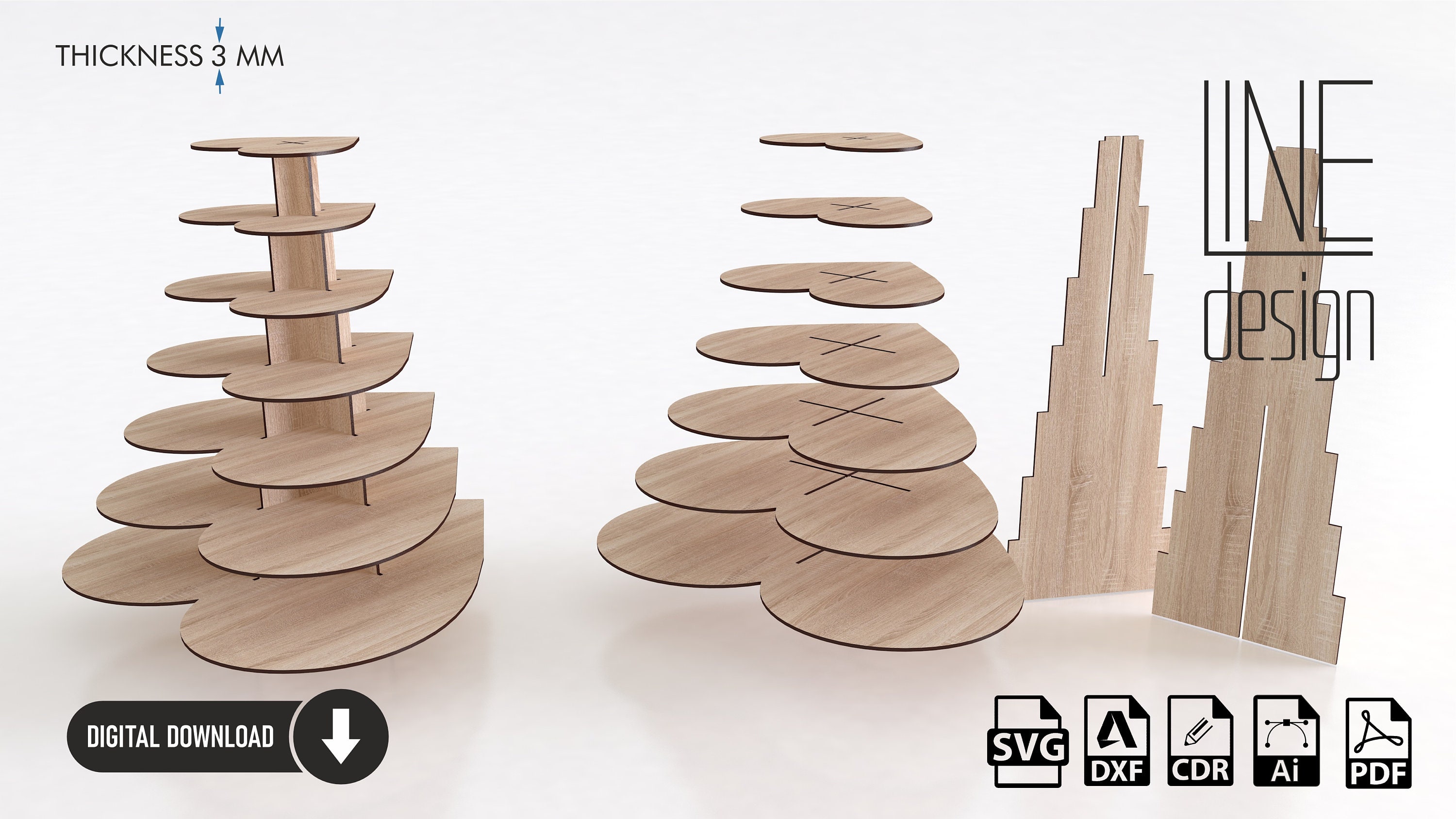 Chocolate Display Stand Laser Cut Files 7 Layers Heart - Etsy