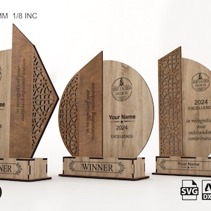 3 Different Designs Award Trophy Laser Cut Files Pack | Award Trophy ...