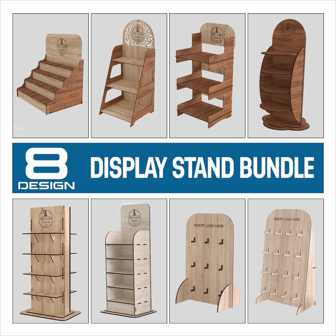 8 Display Stand SVG Bundle | Laser Cut Files Retail Shelves (svg, Ai ...