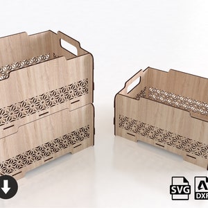 Stackable Basket Laser Cut Files, Patterned Wood Svg File, Vector Files ...
