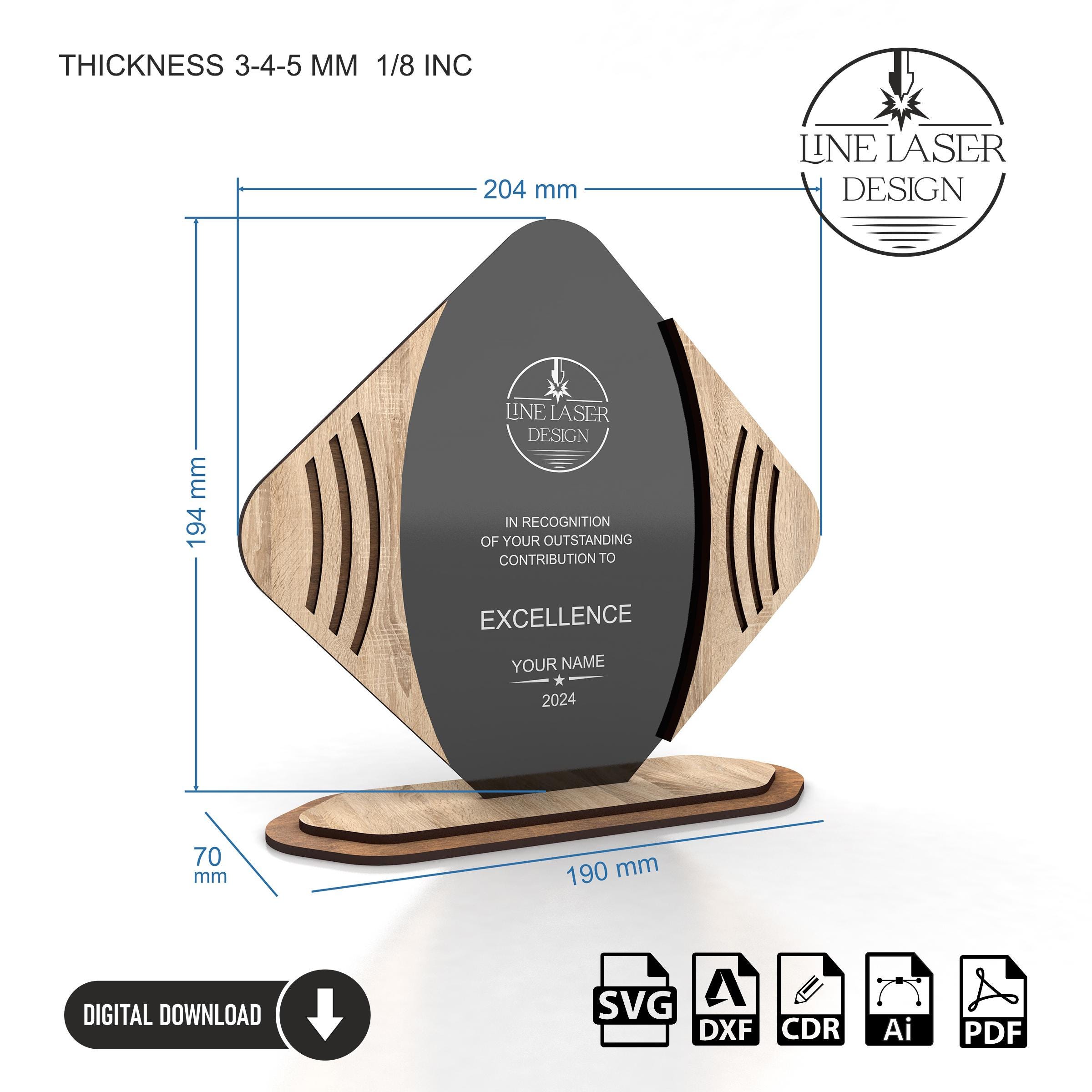 Award Trophy Laser Cut Files 3 Unique Designs Pack | Wood and Acrylic ...
