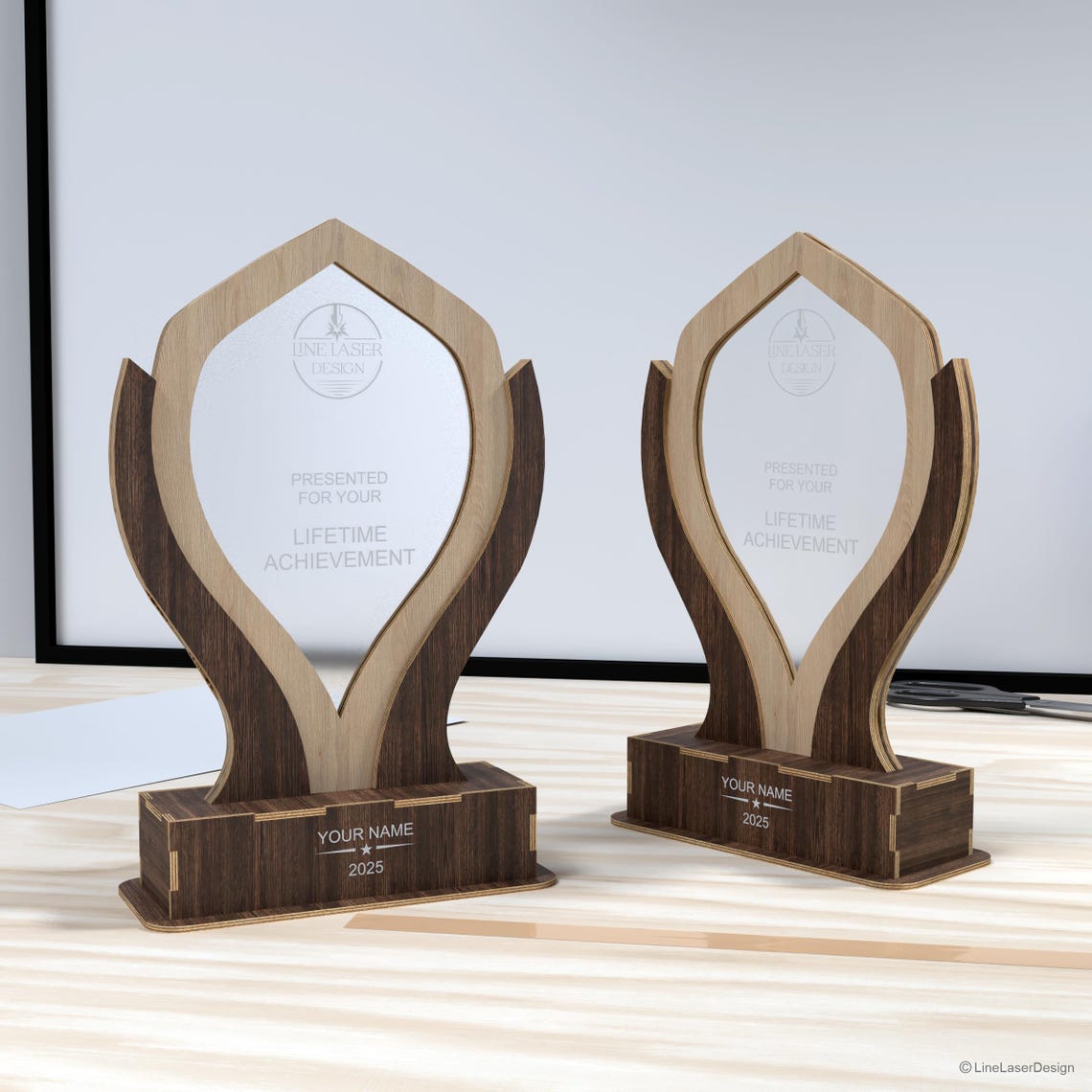 Award Trophy Laser Cut File | Layered Wood and Plexiglass Svg-dxf-ai ...