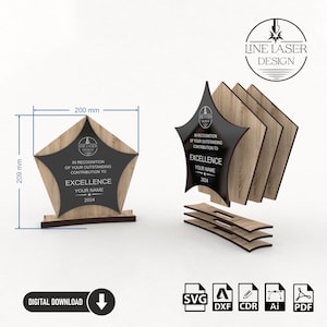 3 Different Designs Award Trophy Laser Cut Files Pack | Wood and ...