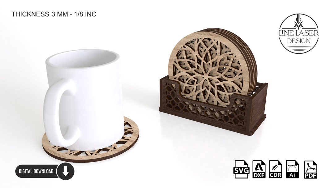 Laser Cut Coaster SVG Files: 6 Patterned Designs (digital Download) - Etsy