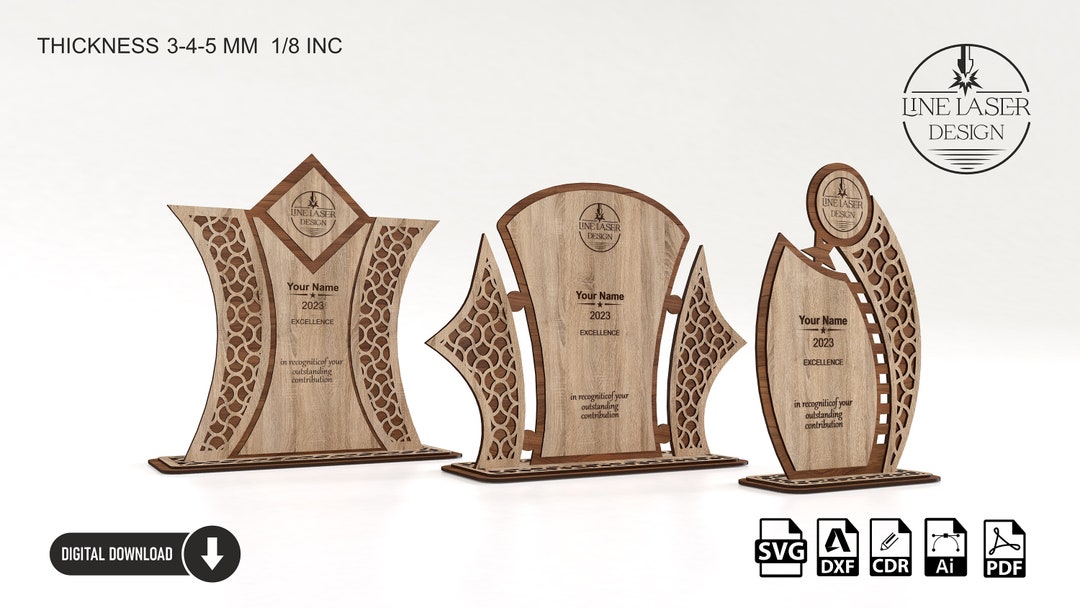 3 Different Designs Award Trophy Laser Cut Files Pack | Award Trophy ...