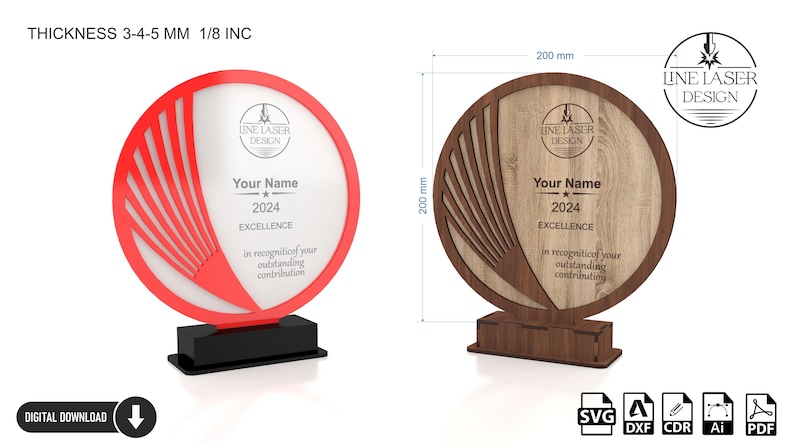 3 Different Designs Award Trophy Laser Cut Files Pack | Plexiglass ...