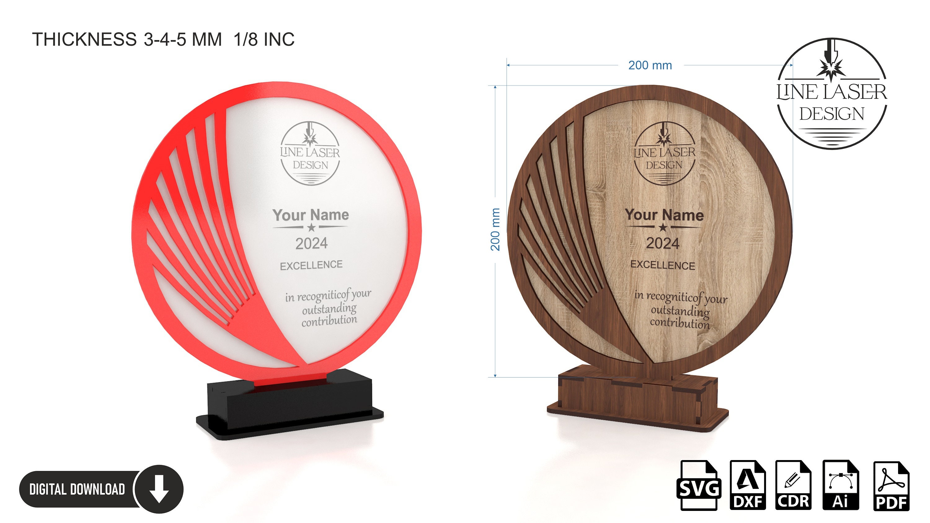 3 Different Designs Award Trophy Laser Cut Files Pack | Plexiglass ...