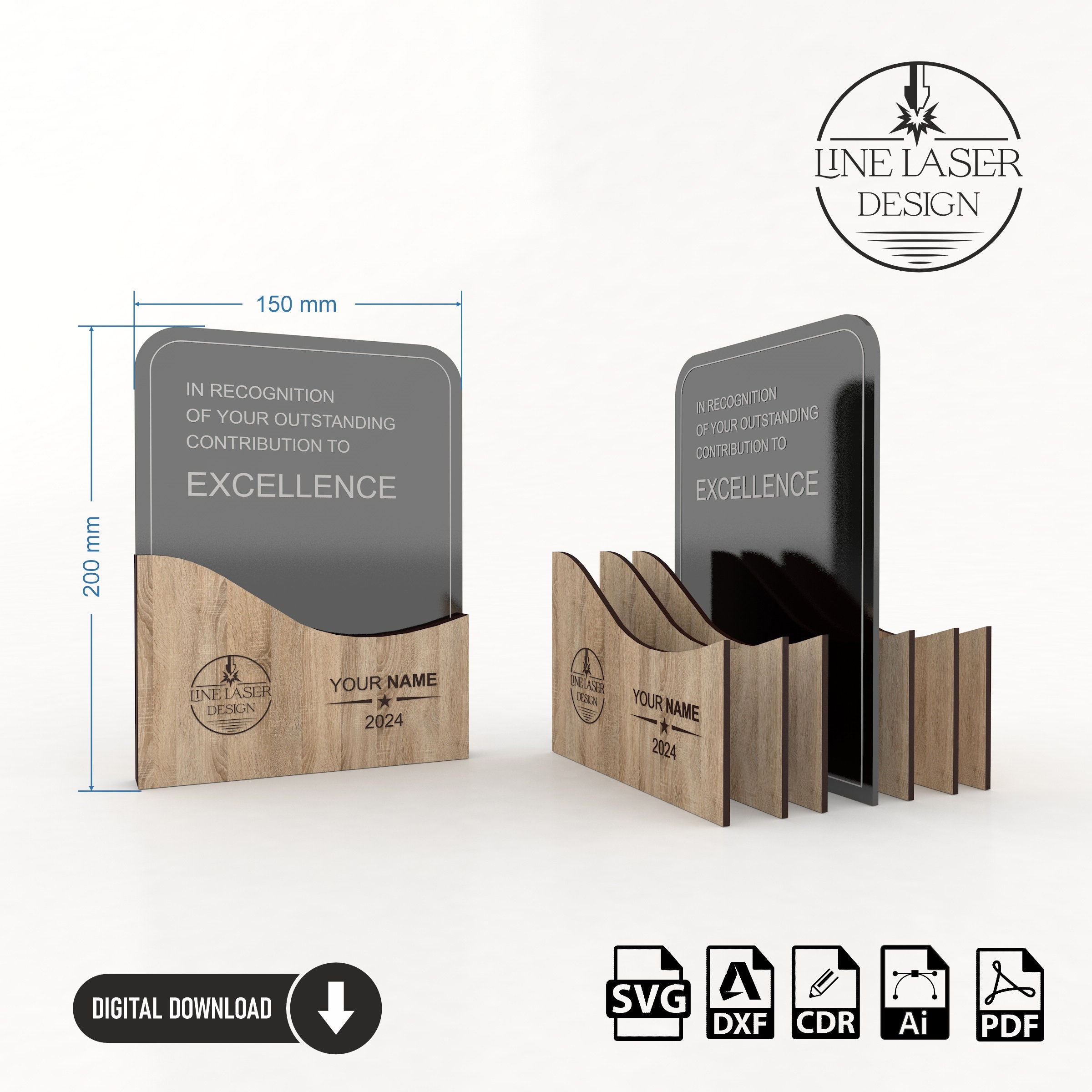 Award Trophy Laser Cut Files – 3 Different Designs Wood & Acrylic ...