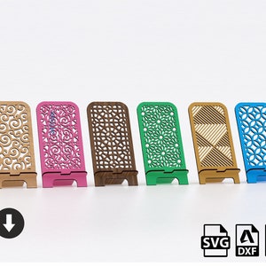 8 Design Laser Cut Phone Stand Vector Files, Phone Holder, AI-DXF-SVG ...