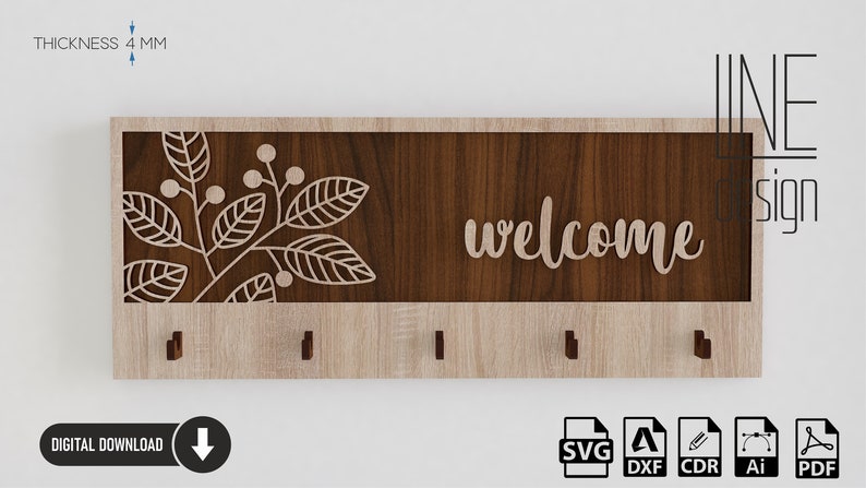 Laser Cut Wall Key Hanger 2 Layer Welcome Theme 4 Hanger Svg - Etsy