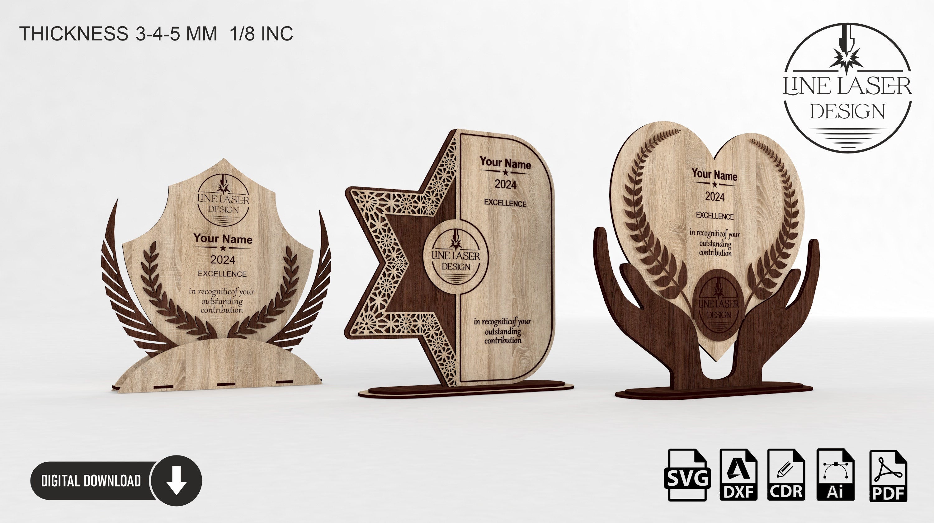 3 Different Designs Award Trophy Laser Cut Files Pack | Award Trophy ...