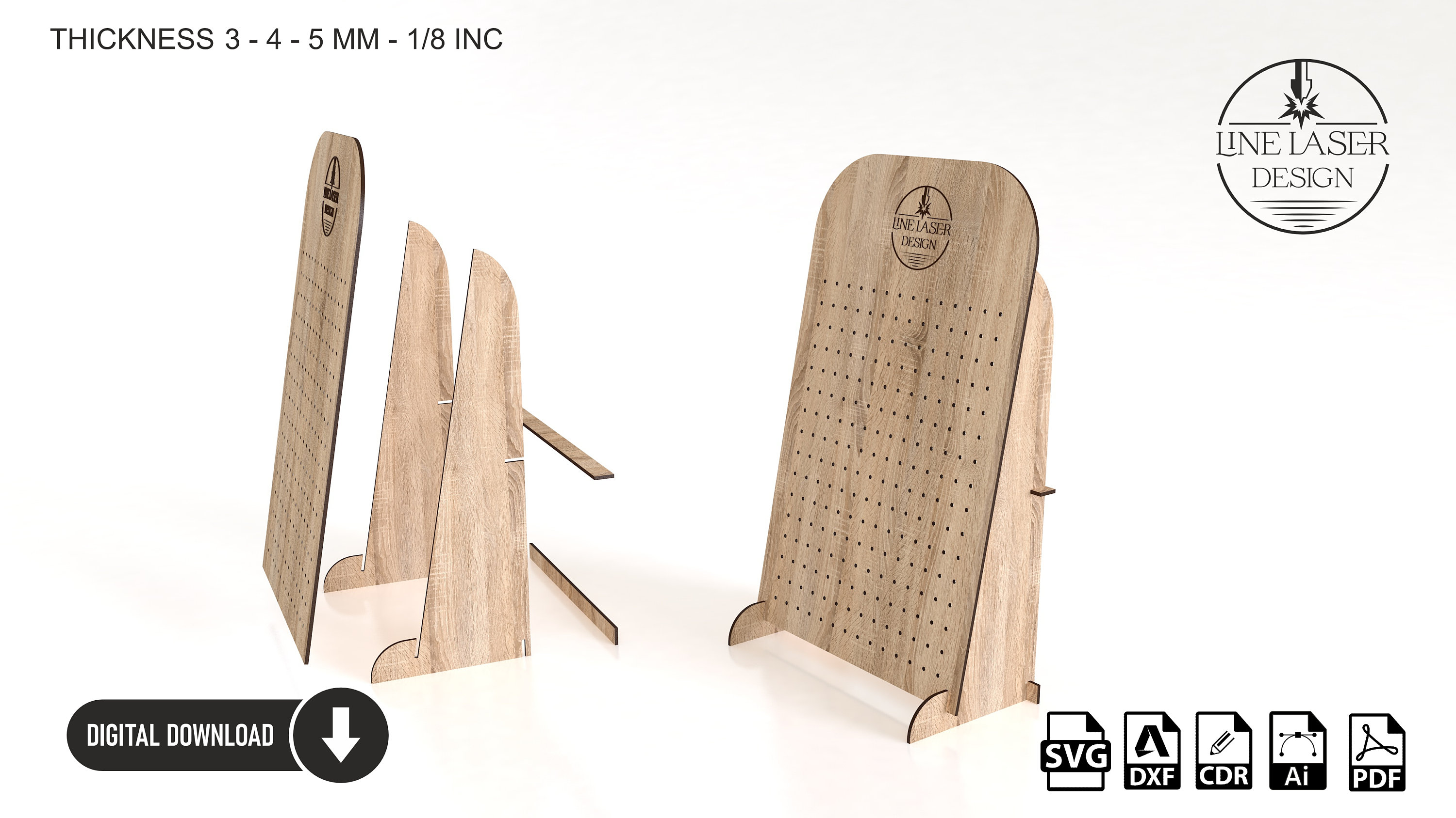 Earring Stand Laser Cut File, Two Different Sizes Different Design ...
