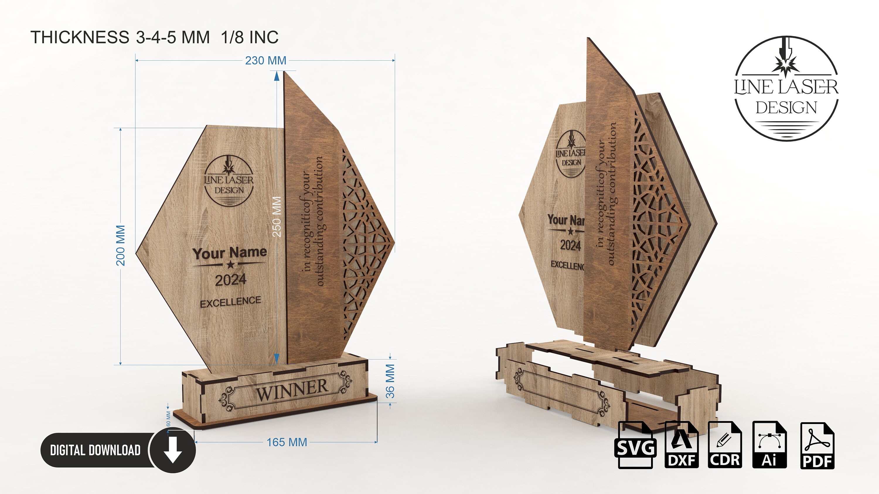 Award Trophy Laser Cut Files 3 Different Designs Pack | Wood and ...