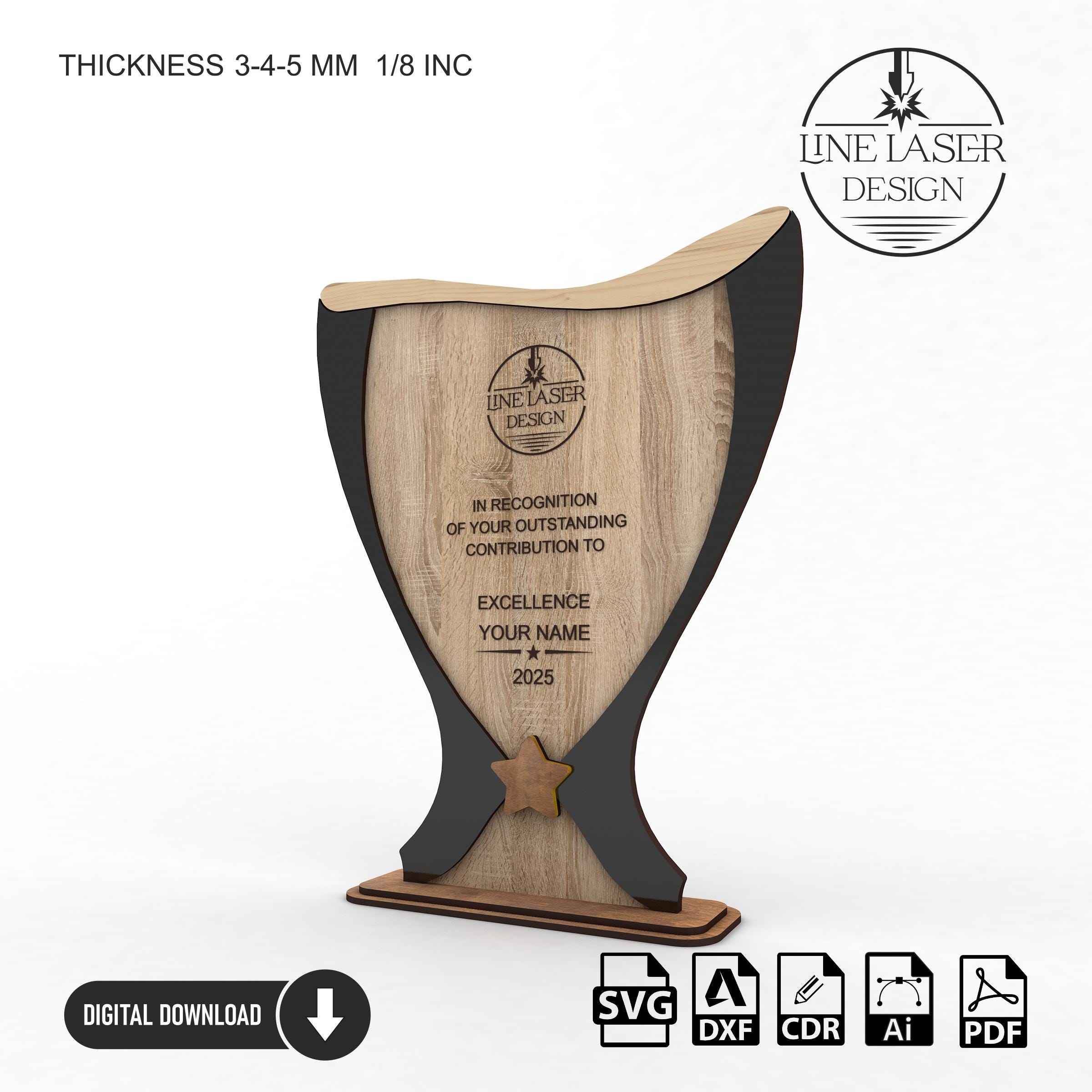 Laser Cut Award Trophy Designs: Wood & Plexiglass Files (digital ...