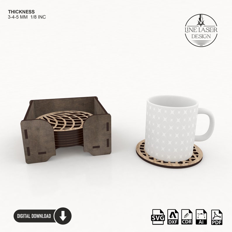 Laser Cut Coaster SVG Files: 6 Patterned Designs (digital Download) - Etsy
