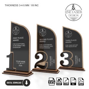 Elegant Awards Trophy Set for 1st, 2nd, and 3rd Place | Wood and ...