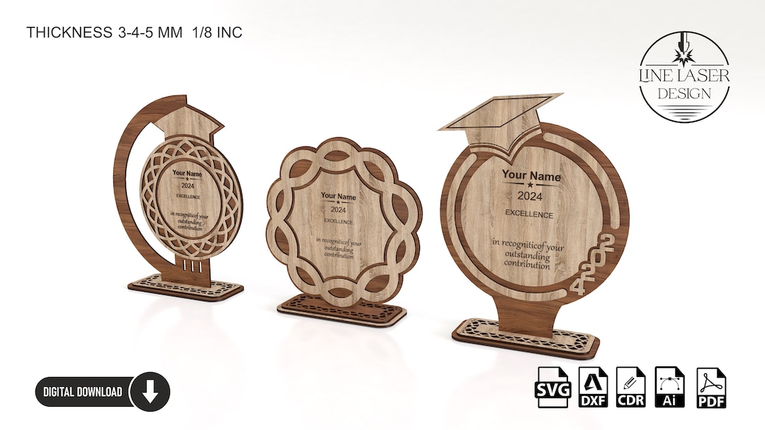 3 Different Designs Award Trophy Laser Cut Files Pack | Award Trophy ...
