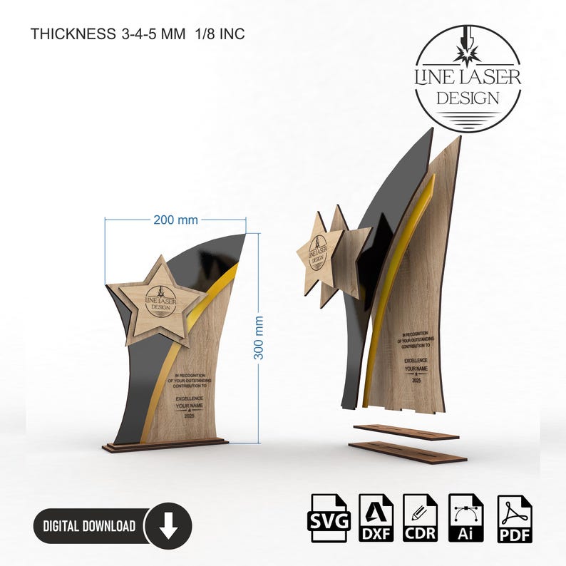 Laser Cut Award Trophy Designs: Wood & Plexiglass Files (digital ...