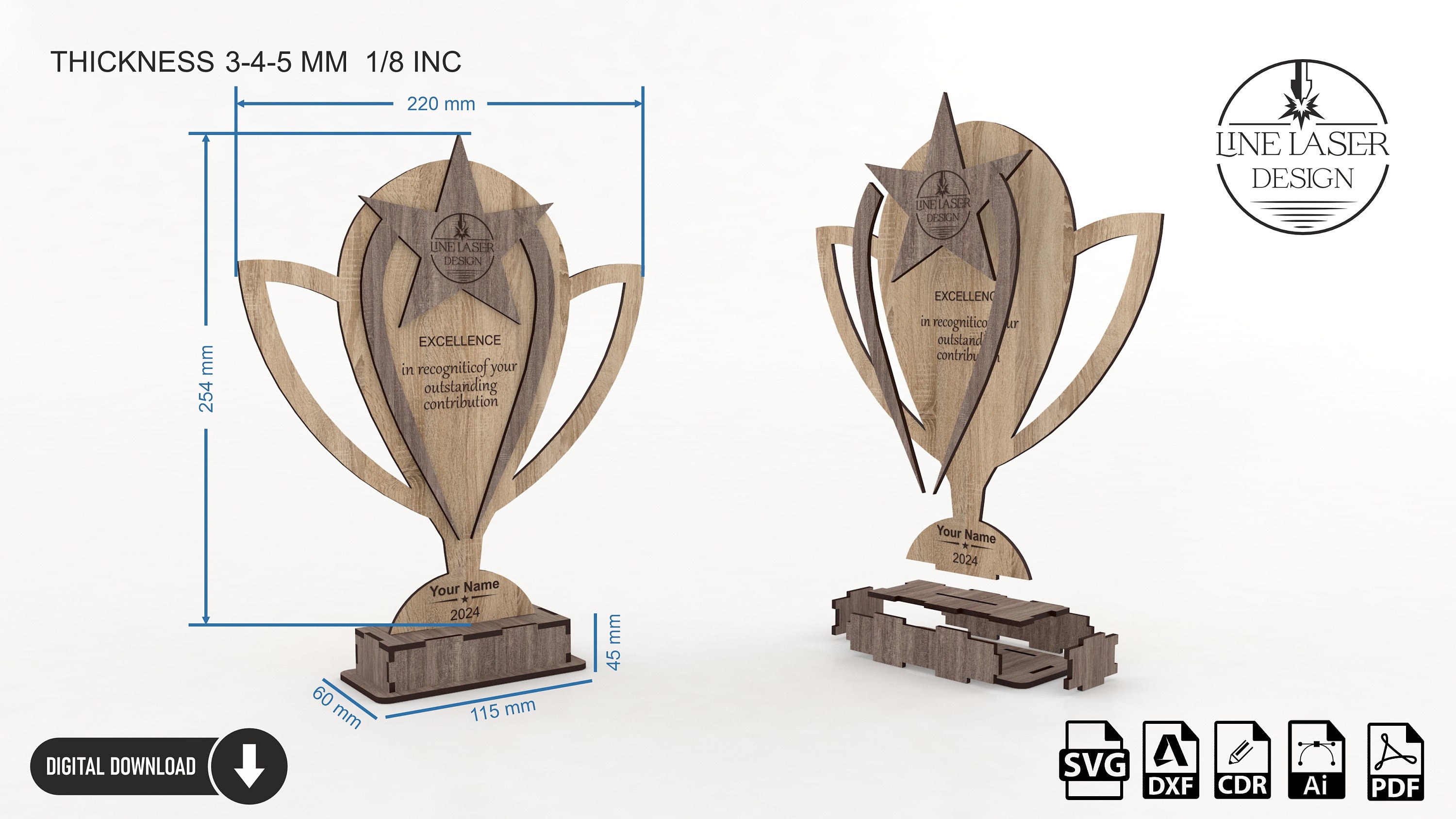 Trophy Award Laser Cut Files – 3 Wing Designs, Victory Plaques (digital ...