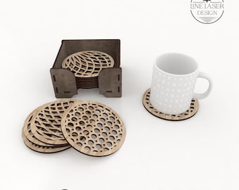 4 Decorative Pattern Boxed Coasters Laser Cut Svg Files, Vector Files ...