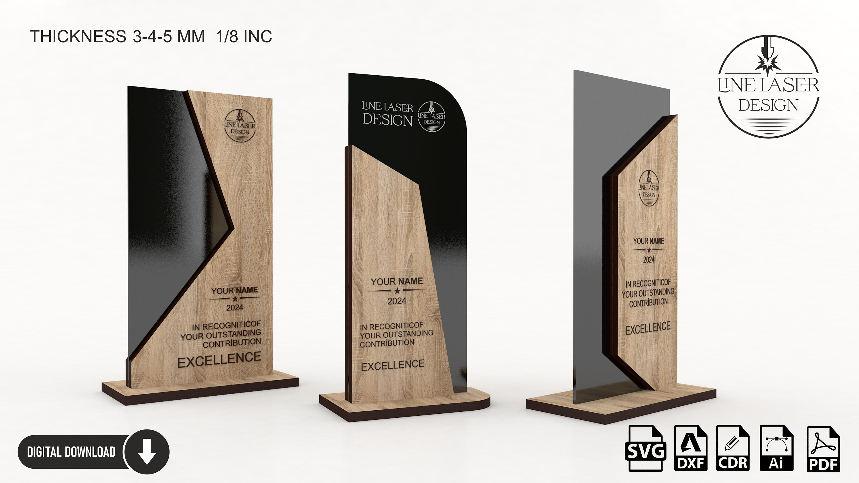 3 Different Designs Award Trophy Laser Cut Files Pack | Wood and ...