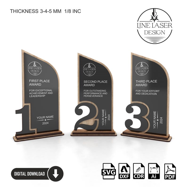 Elegant Awards Trophy Set for 1st, 2nd, and 3rd Place | Wood and ...