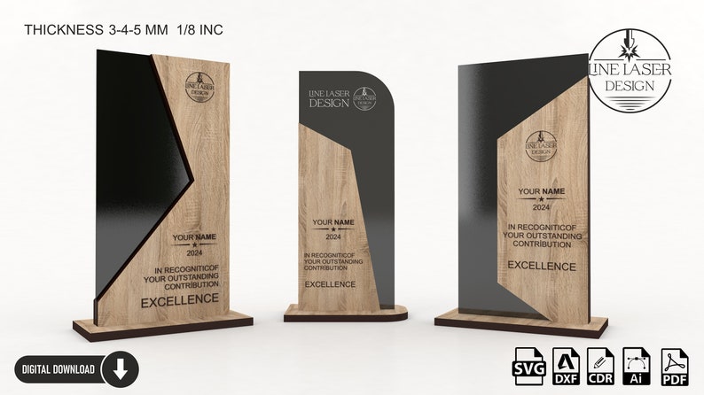 3 Different Designs Award Trophy Laser Cut Files Pack | Wood and ...