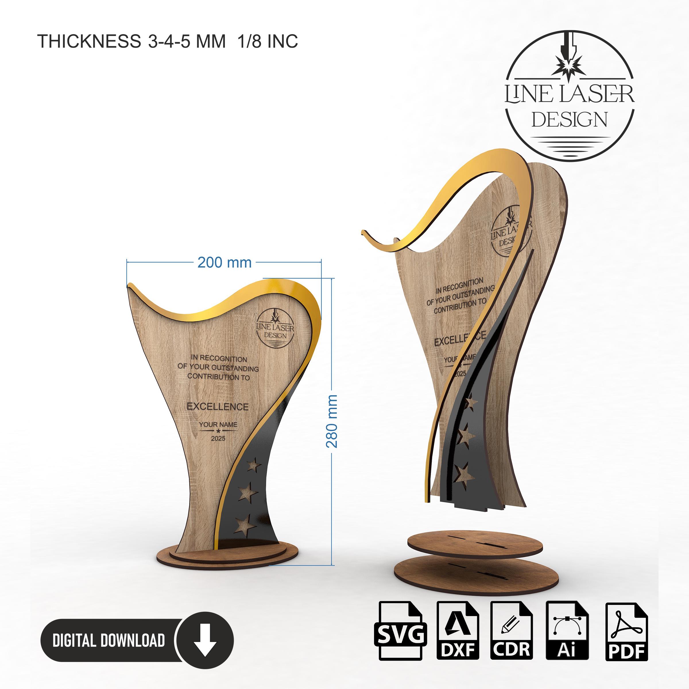Laser Cut Award Trophy Designs: Wood & Plexiglass Files (digital ...