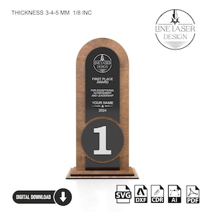 Laser Cut Files, Modern Wooden & Plexiglass Trophy Set | Customizable ...
