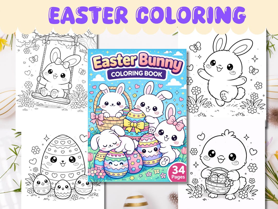 Easter Bunny, Chick & Egg Coloring Pages for Kids, 34 Printable ...