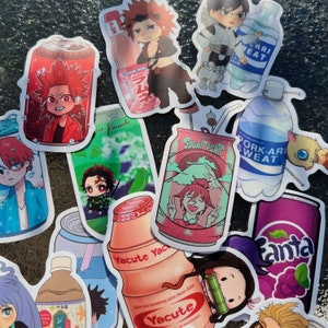 Anime Drink Stickers, Cute Anime Beverage Stickers, Waterproof Vinyl ...