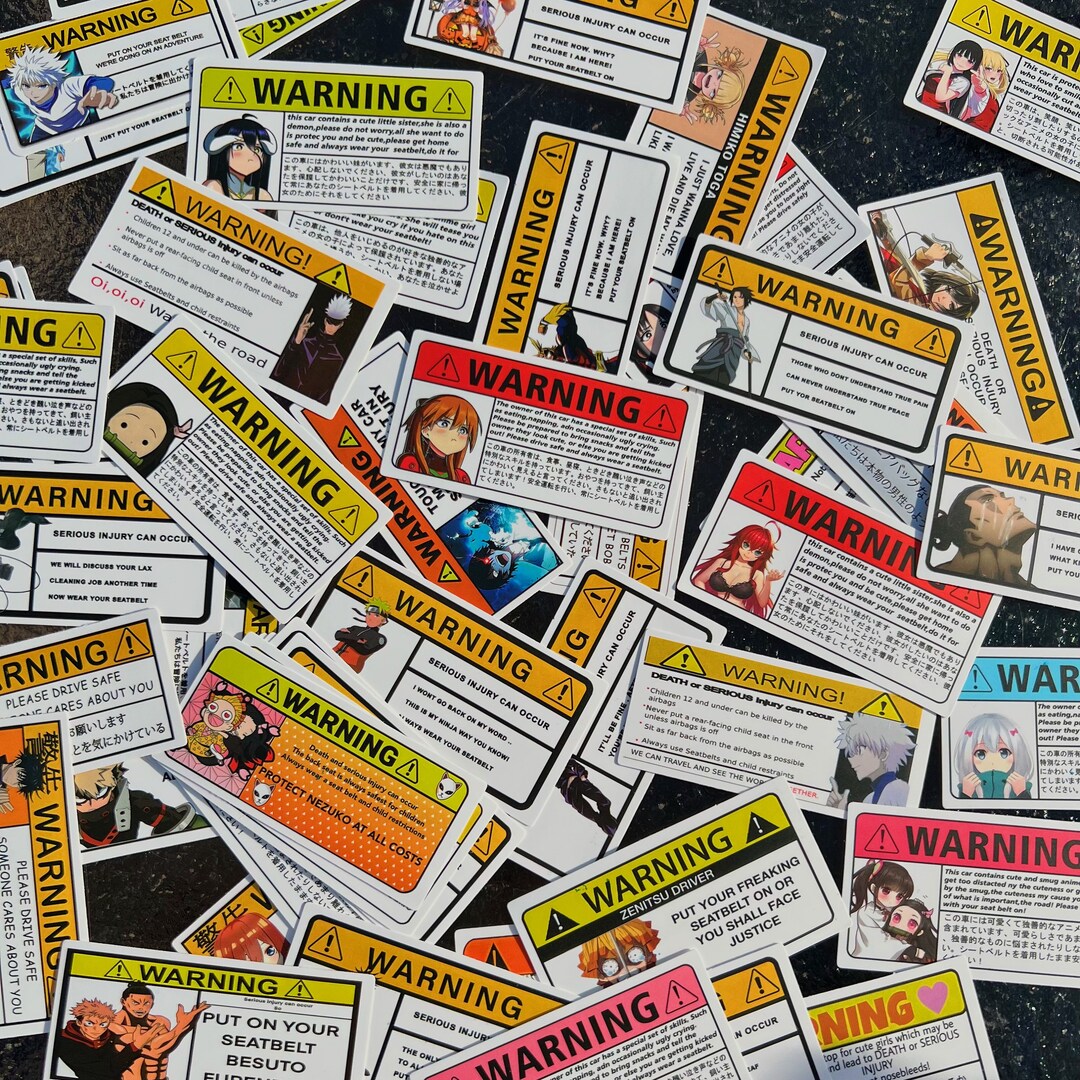 100 Assorted Anime Warning Stickers, Anime Assorted Waterproof Vinyl ...