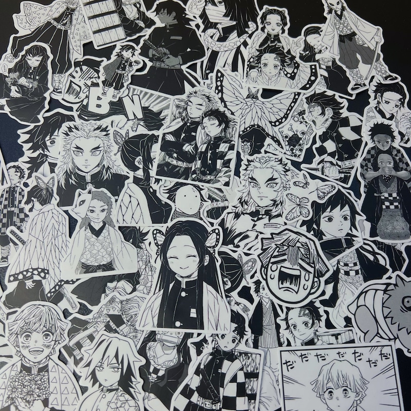 Anime Stickers Black and White - Etsy