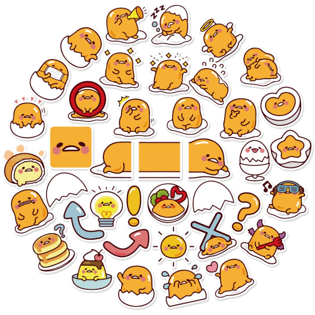 Gudetama Stickers, Kawaii Sticker Pack, Cute Sticker Packs, Waterproof ...