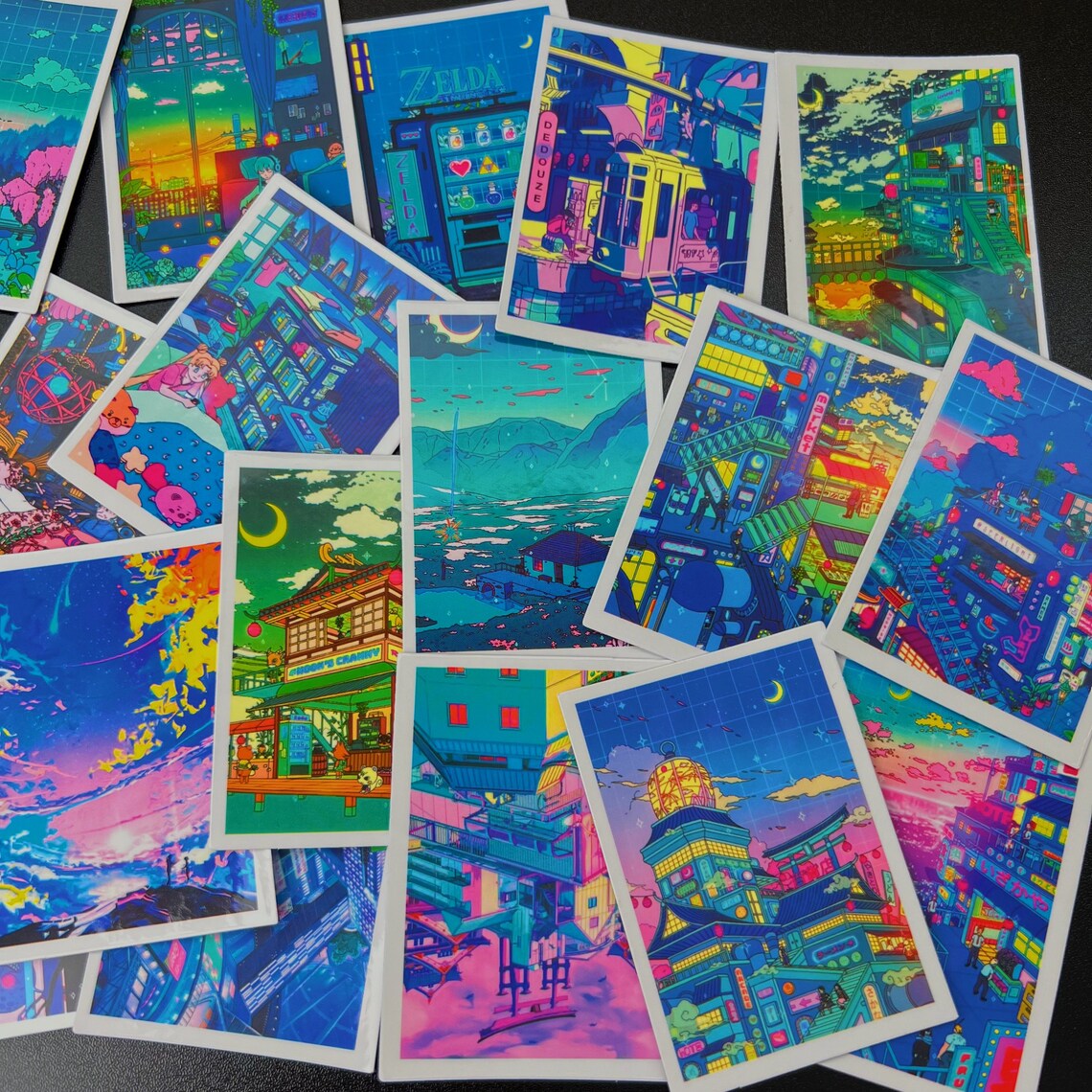 Anime Cityscape Stickers Anime Neon Nigh View Waterproof - Etsy