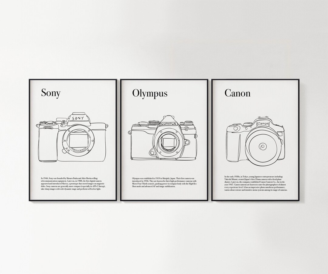Set of 3 Wall Art Camera Minimalist Line Art Print One - Etsy