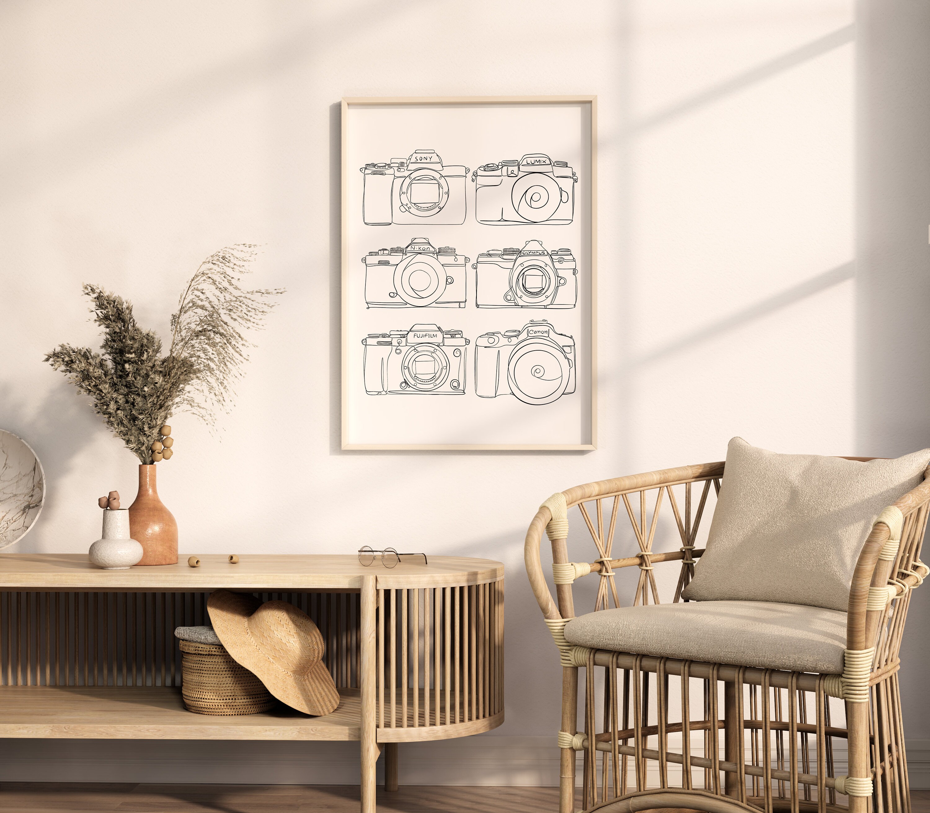 Line Drawing, Camera Poster, Minimalist Wall Art, One Line Art, Film ...