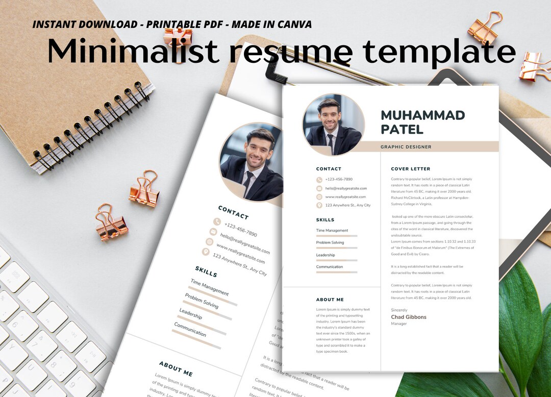 White Minimalist Resume Template.pdf, Editable on Canva for Direct Job ...