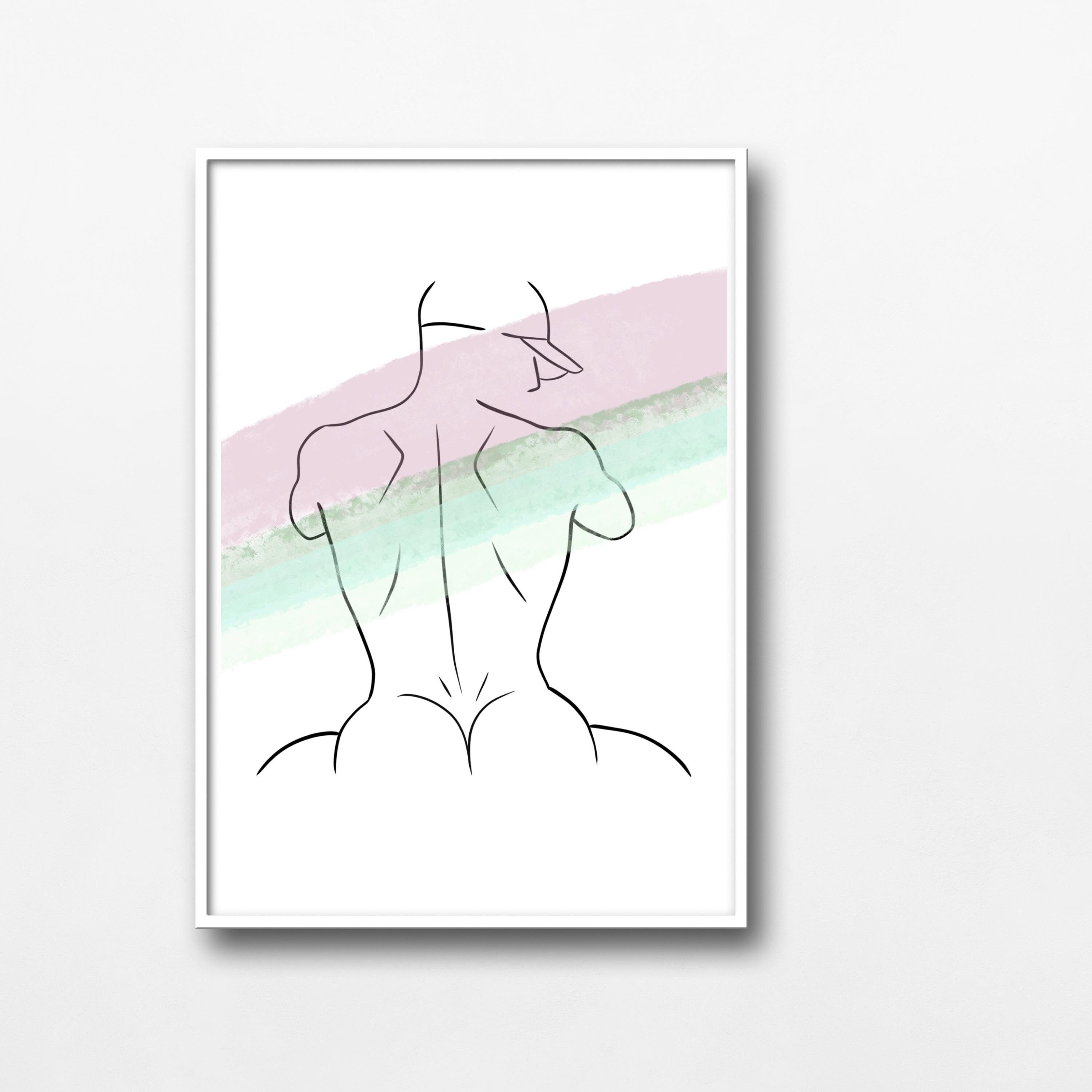 Male Body Line Art, Abstract Male Body Art, LGBT Art, Man Body Poster ...
