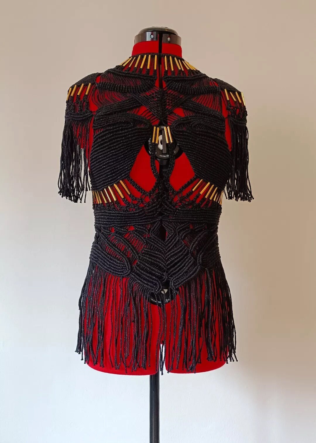 Black Lace Corset in Macrame, Unique Corset for Going Out, Asymmetrical ...