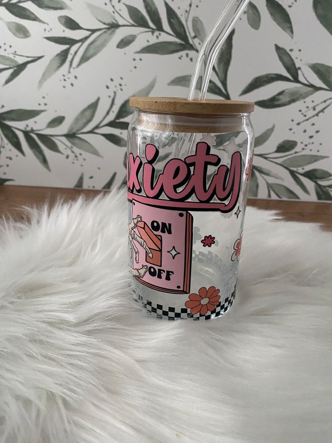 Anxiety on Libby Glass, Anxiety Cup, Emotional Skeleton Cup, 16oz ...