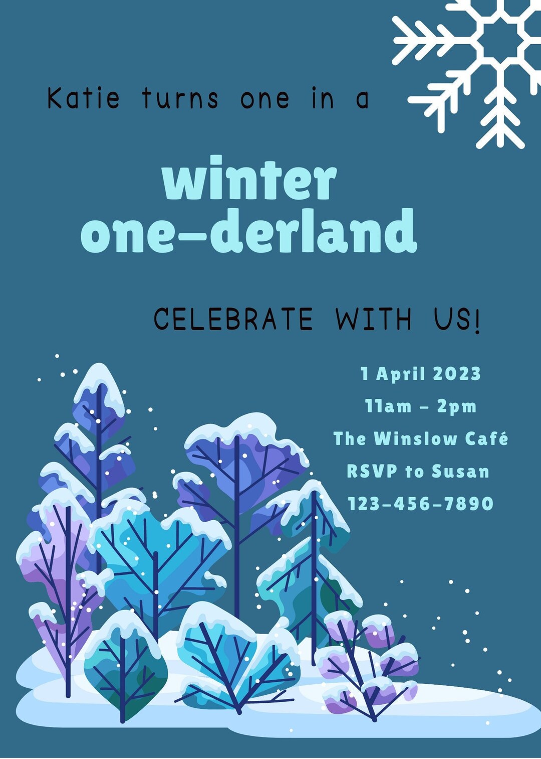 Winter 'one'-derland Birthday Party Invitation - One Year Old Girl - Etsy