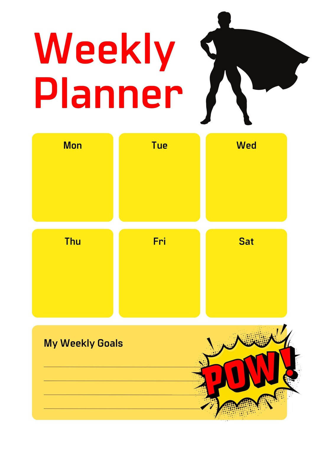 Weekly Planner - Superhero - Etsy