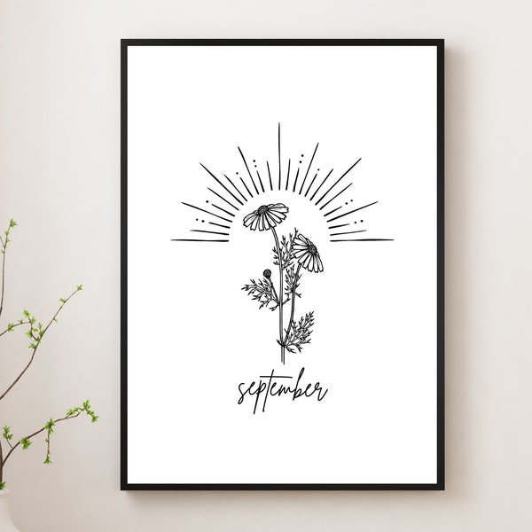 September Birthday Flowers Drawing - Etsy