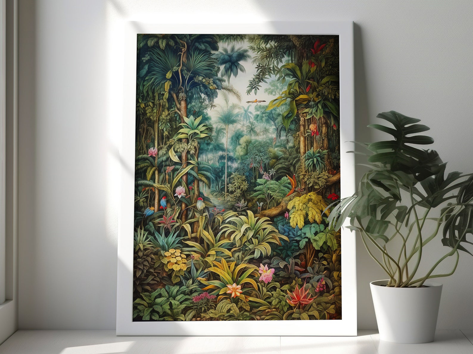 Vintage Botanical Victorian Jungle Wall Art, Maximalist Style Oil ...