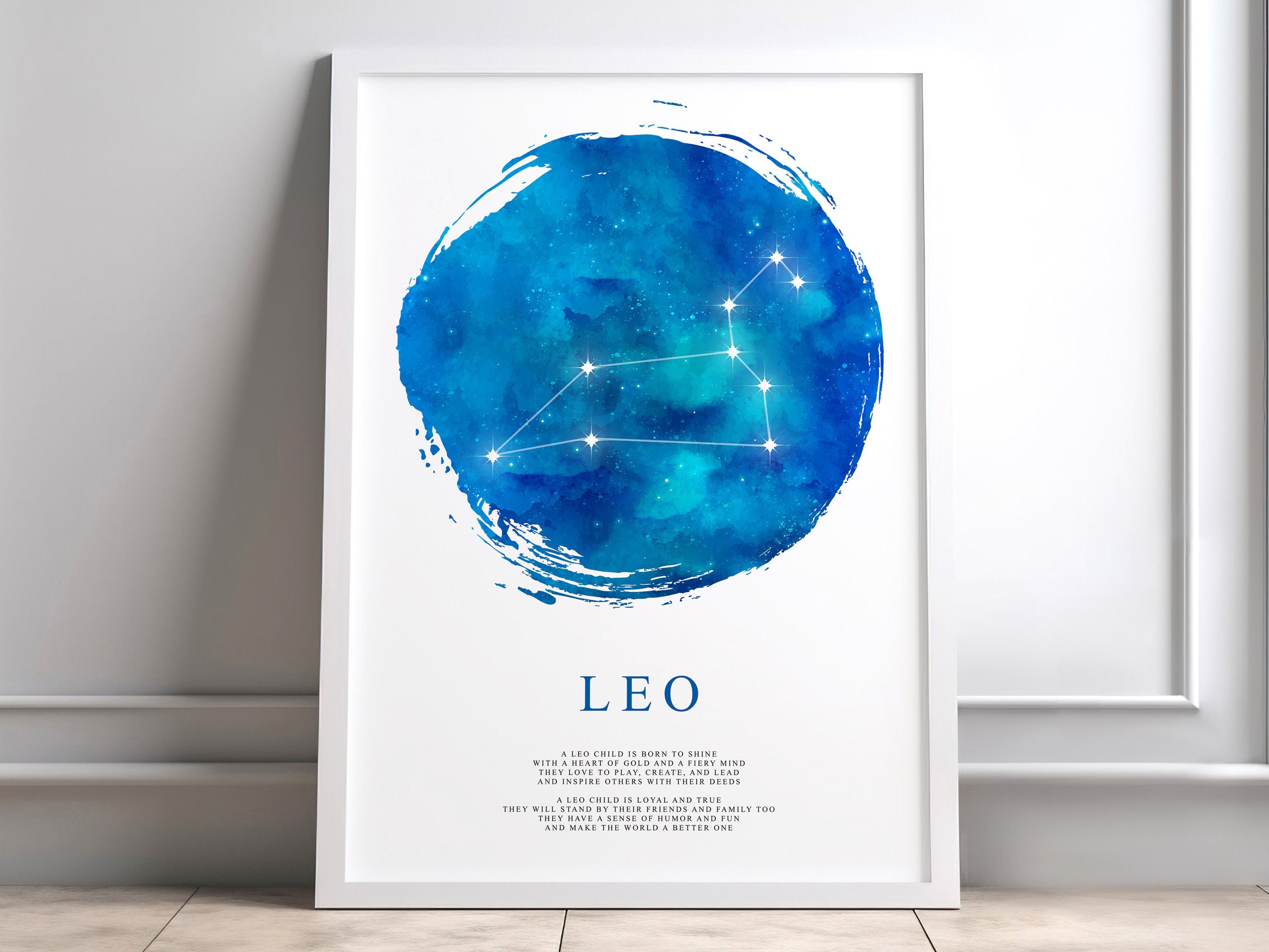 Leo Star Map Night Sky Birth Date Zodiac Constellation Wall Art Poster ...