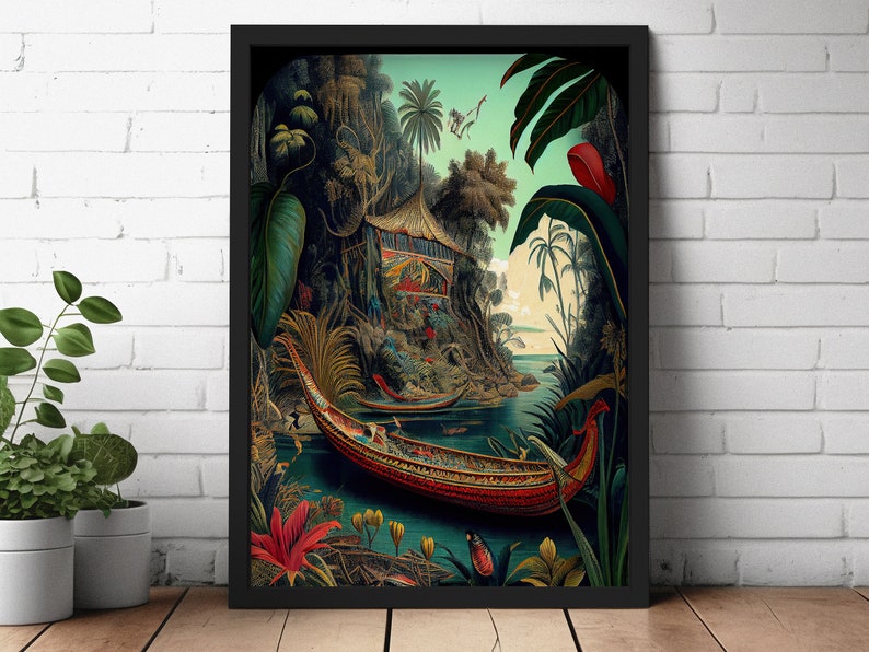 Botanical Jungle Wall Art, Maximalist Style Oil Painting Prints - Etsy