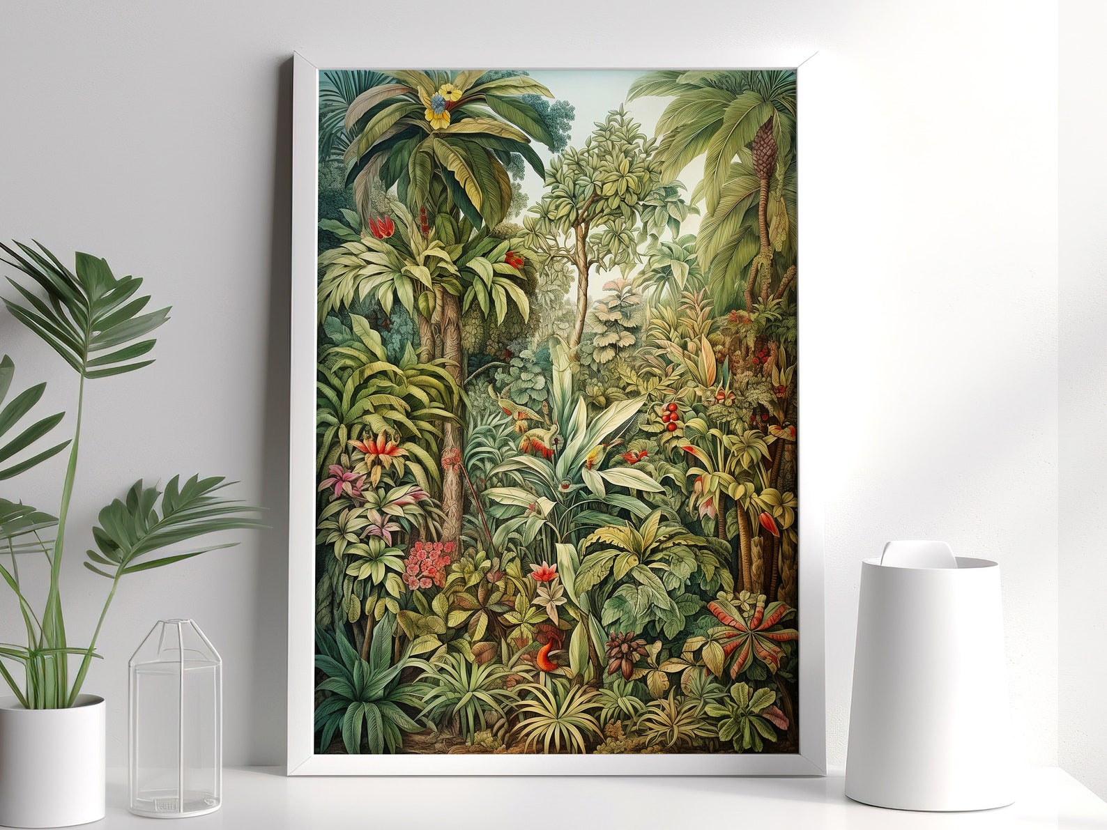 Vintage Botanical Victorian Jungle Wall Art, Maximalist Style Oil ...