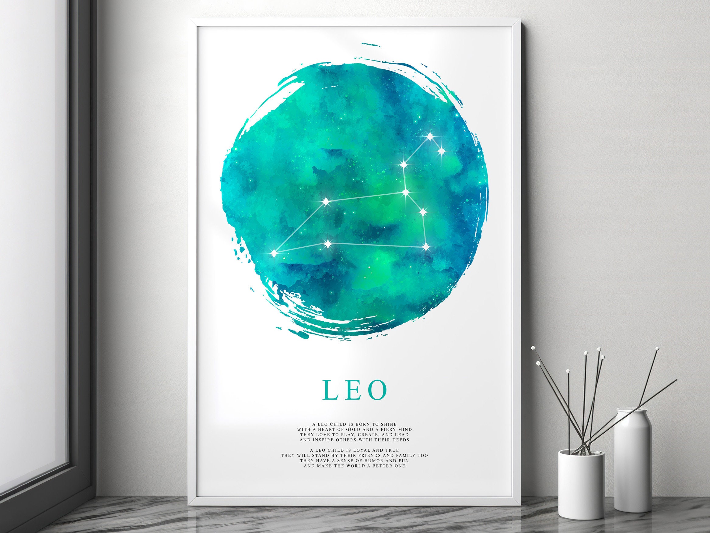 Leo Star Map Night Sky Birth Date Zodiac Constellation Wall - Etsy
