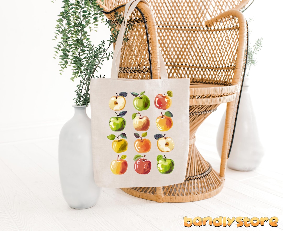 Cute Apples Tote Bag | Cottagecore Tote Bag, Fall Apples Canvas Tote ...